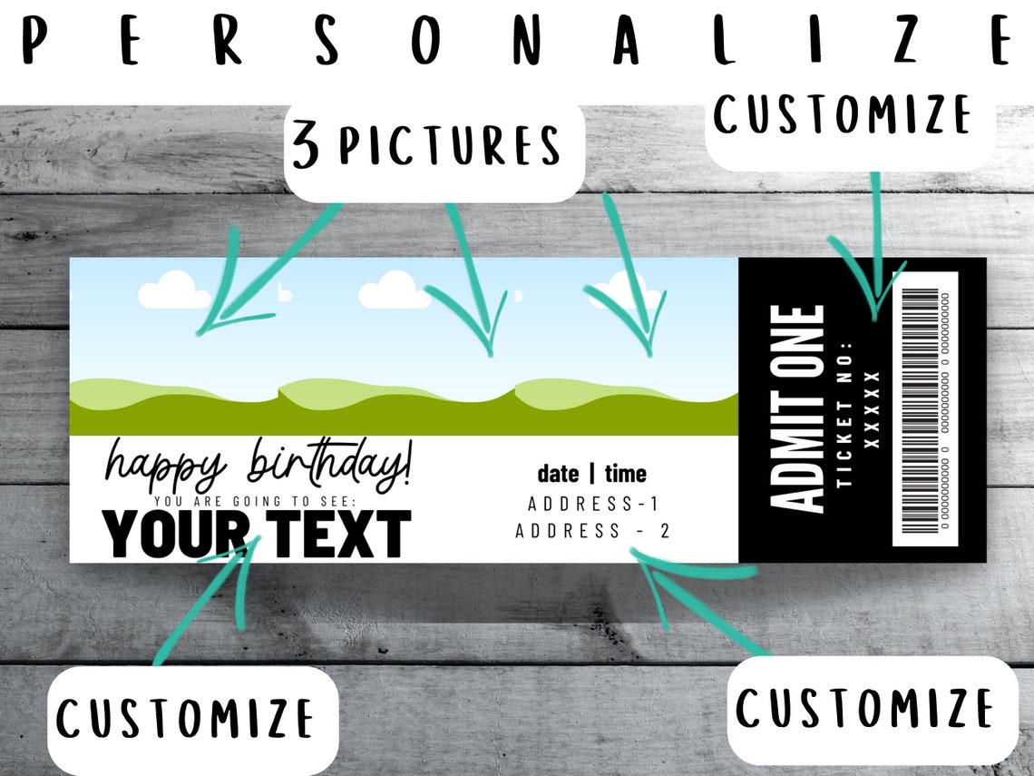 Downloadable Ticket Template Customizable Ticket Surprise Gift Ticket ...