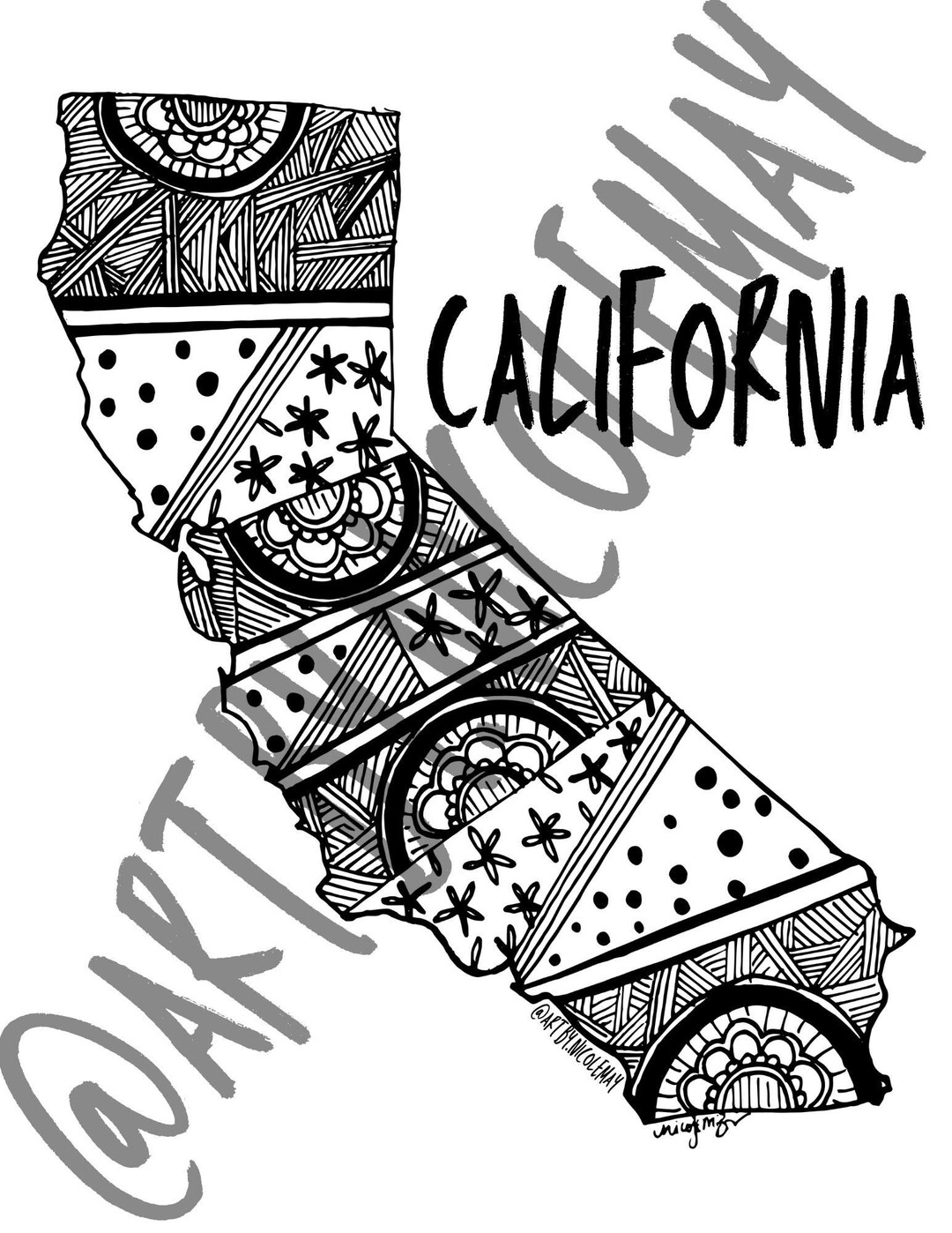 California State Outline Zentangle Coloring Page PDF Download Printable ...
