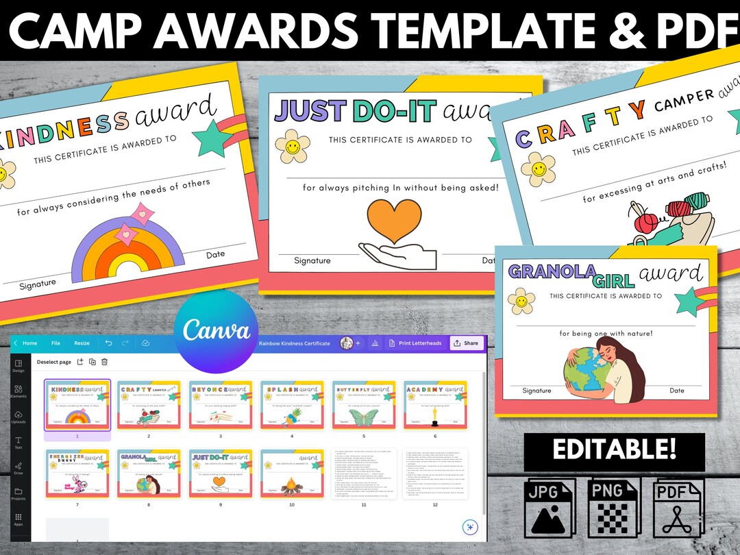 Camp Awards Certificates | YW Camp Awards | Young Womens Camp | Mormon ...