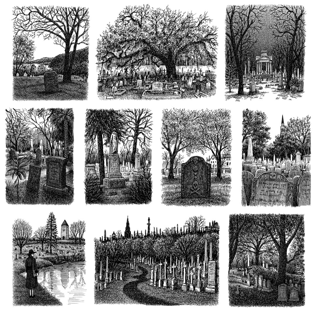 Set of 10 Cemetery Art Prints #1 - Etsy