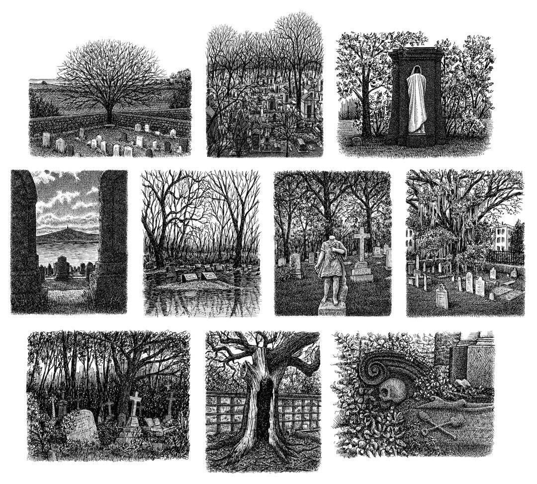 Set of 10 Cemetery Art Prints #2 - Etsy