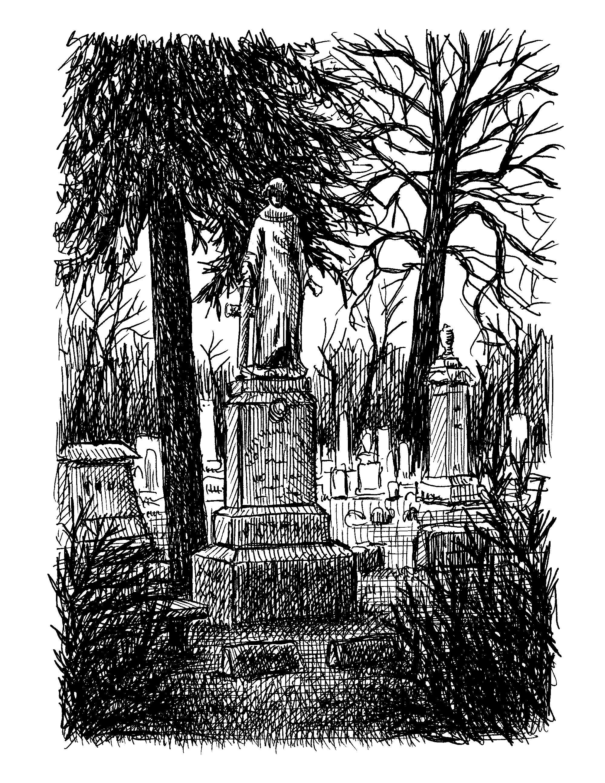 Cemetery Statue Art Print | Etsy