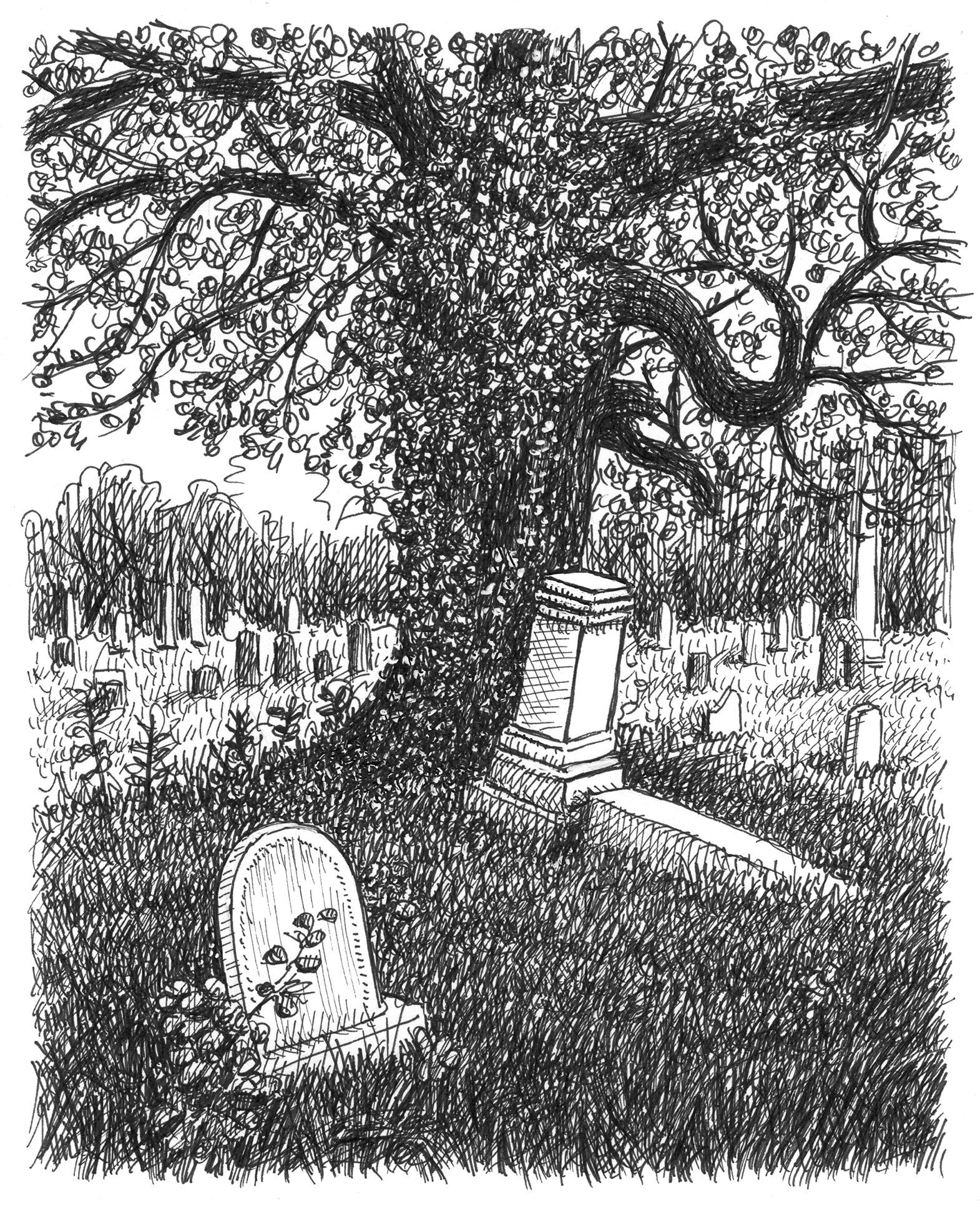 Graveyard Drawing Black And White