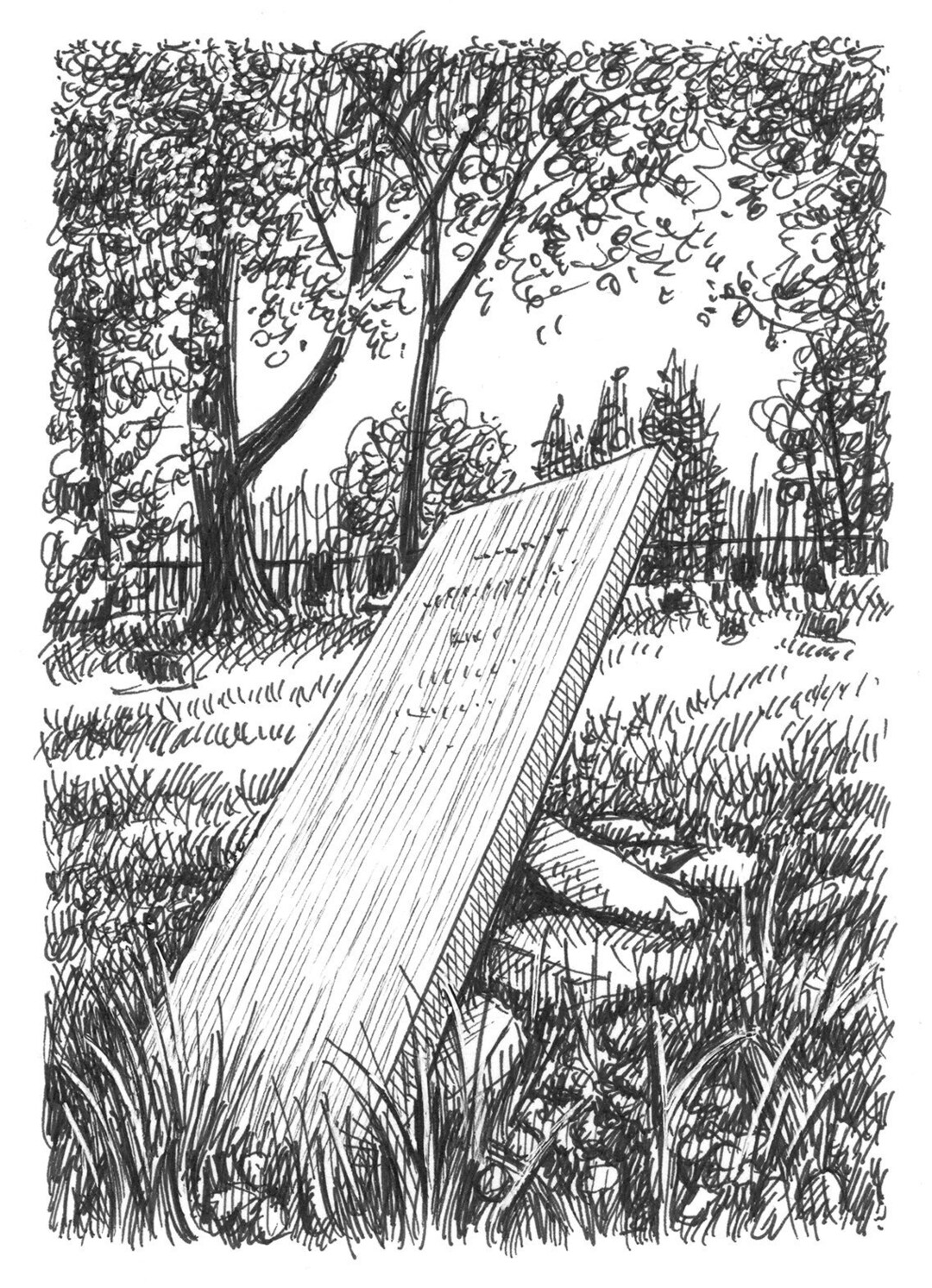Slanted Tombstone, Original Cemetery Drawing - Etsy