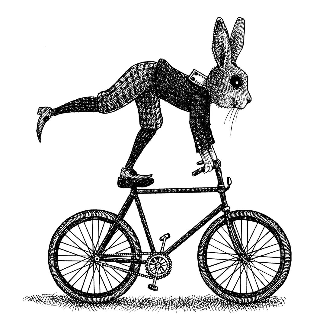 Bunny Bike, Art Print - Etsy