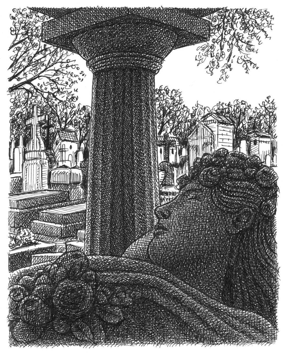 Repose, Original Cemetery Drawing - Etsy