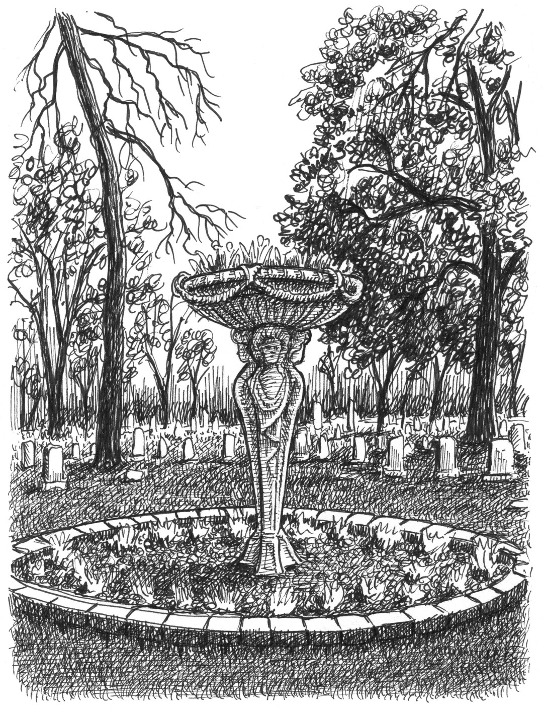 Cemetery Flower Urn, Original Pen & Ink Drawing - Etsy