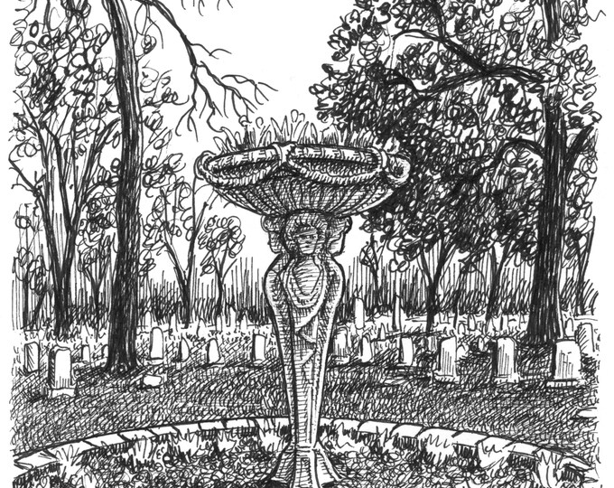 Cemetery Flower Urn, Original Pen & Ink Drawing - Etsy