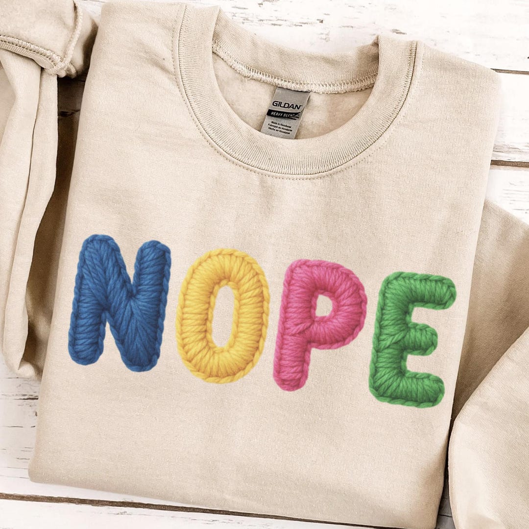 NOPE Faux Yarn Crochet Letters PNG, Chunky Yarn Knit Letter Sublimation ...