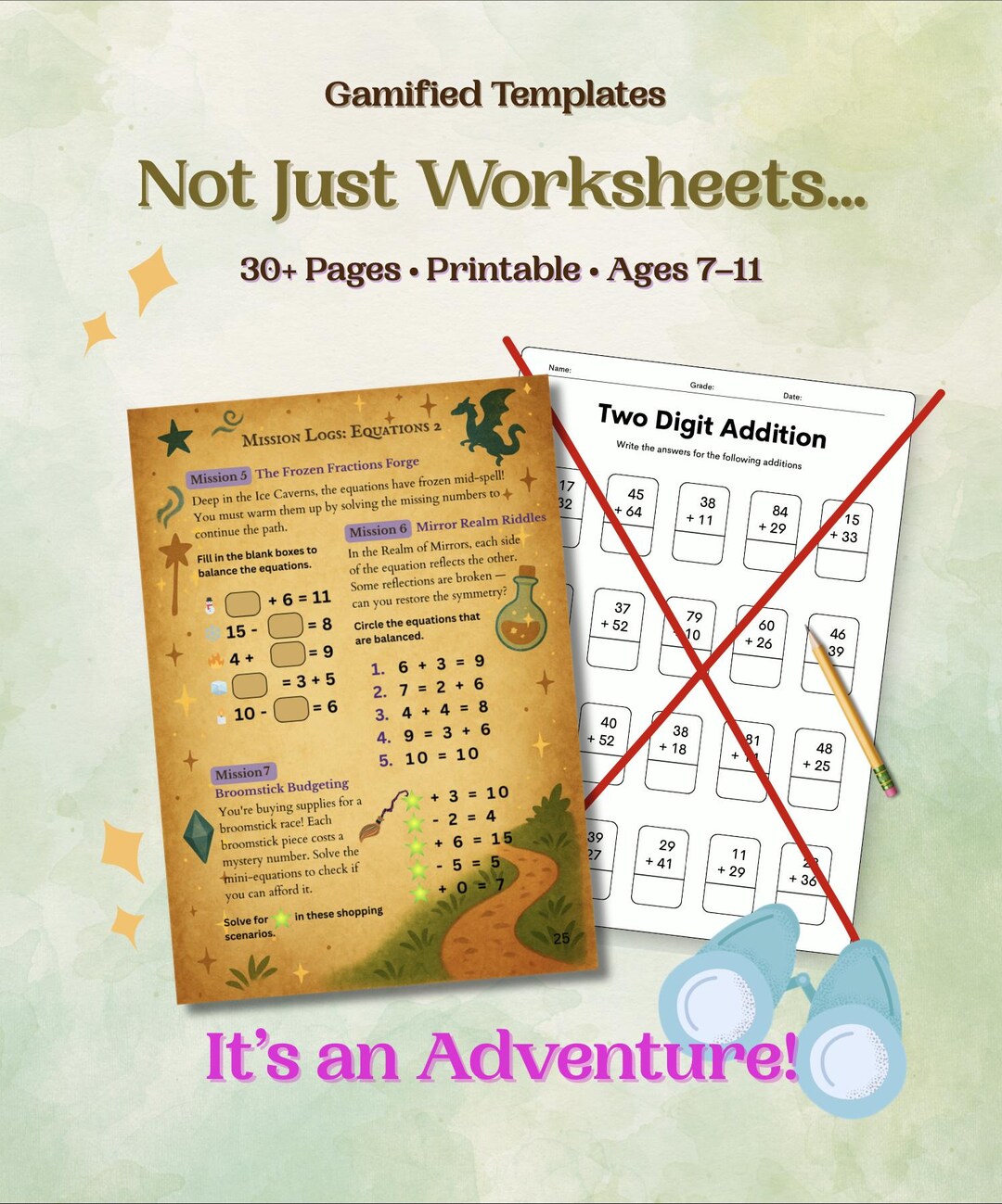 Gamified Homeschool Curriculum: Printable Adventure Quest Worksheets ...