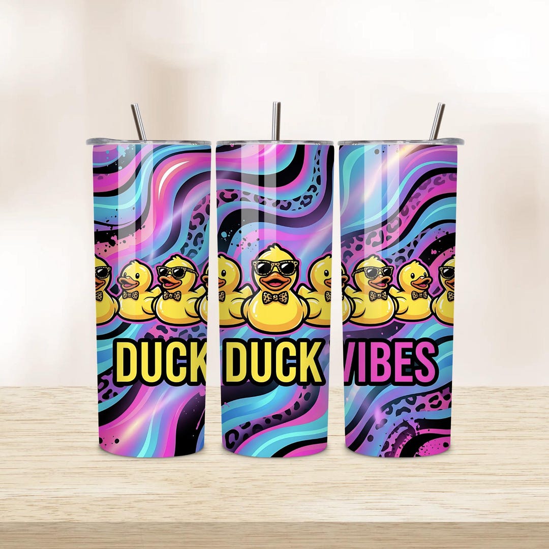 Adesivo para Copo Térmico Duck Duck, Pato de Borracha Neon Divertido ...
