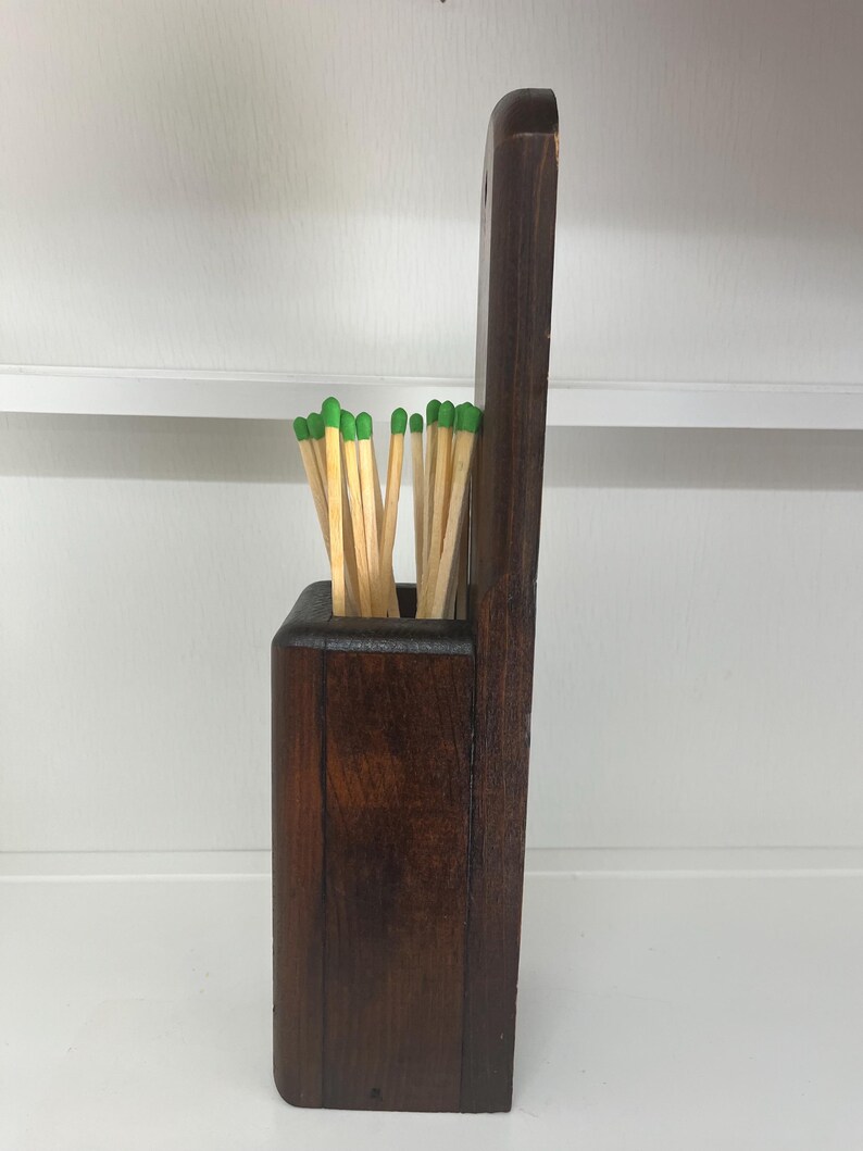 Vintage Hand Painted Solid Wood Matchstick or Candle Holder - Etsy