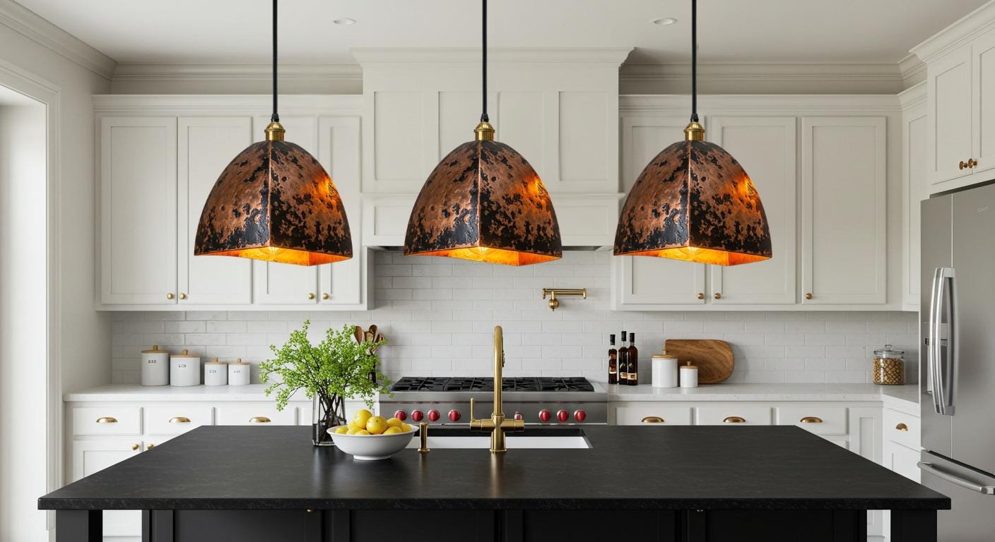 Handcrafted Patina Copper Dome Pendant Light: Rustic Moroccan Lighting ...