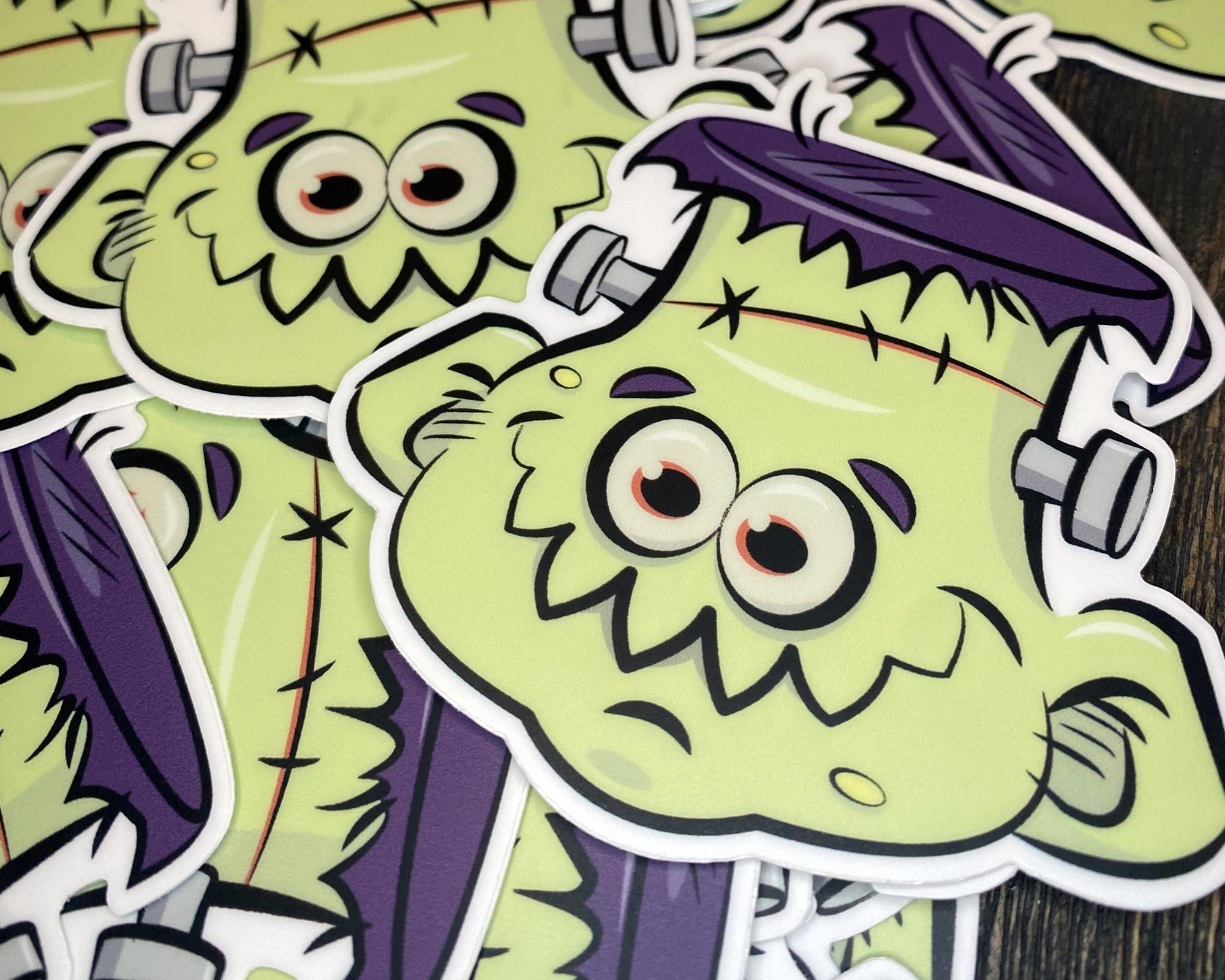 3x3 Premium Matte Vinyl Cartoon Frankenstein Sticker - Horror ...