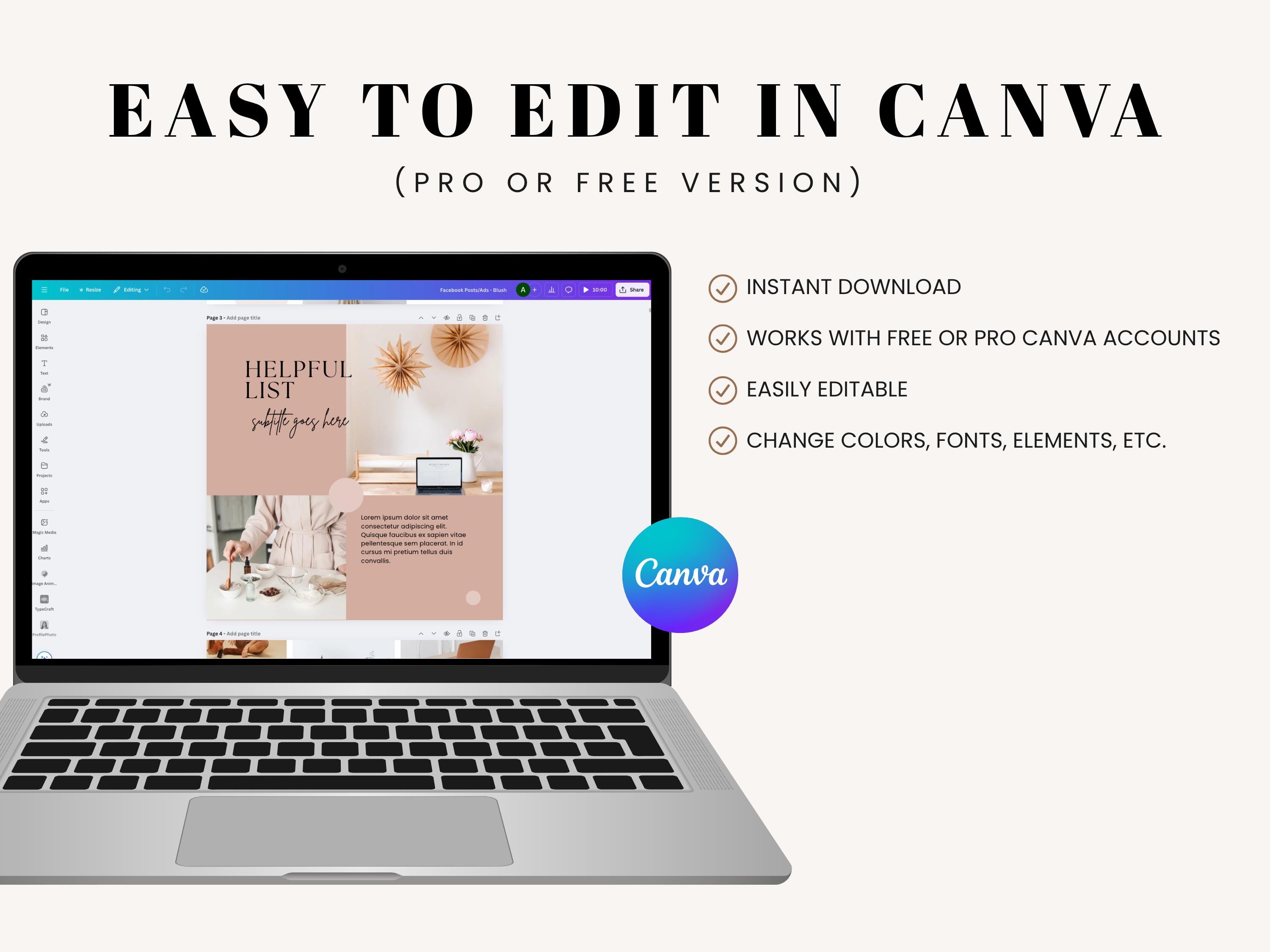 Facebook Canva Templates: Social Media Posts & Ads (digital Download ...