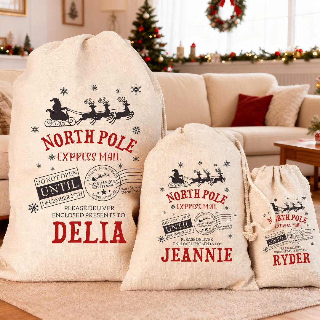 Family Christmas Tradition Personalized Sack - Custom Santa Gift ...