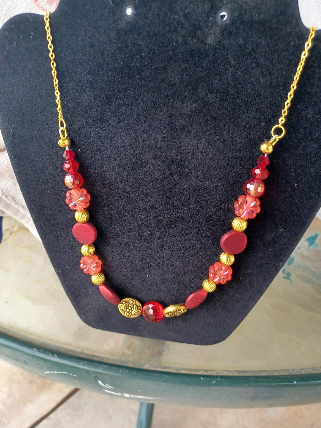 Red Beaded Necklace - Etsy