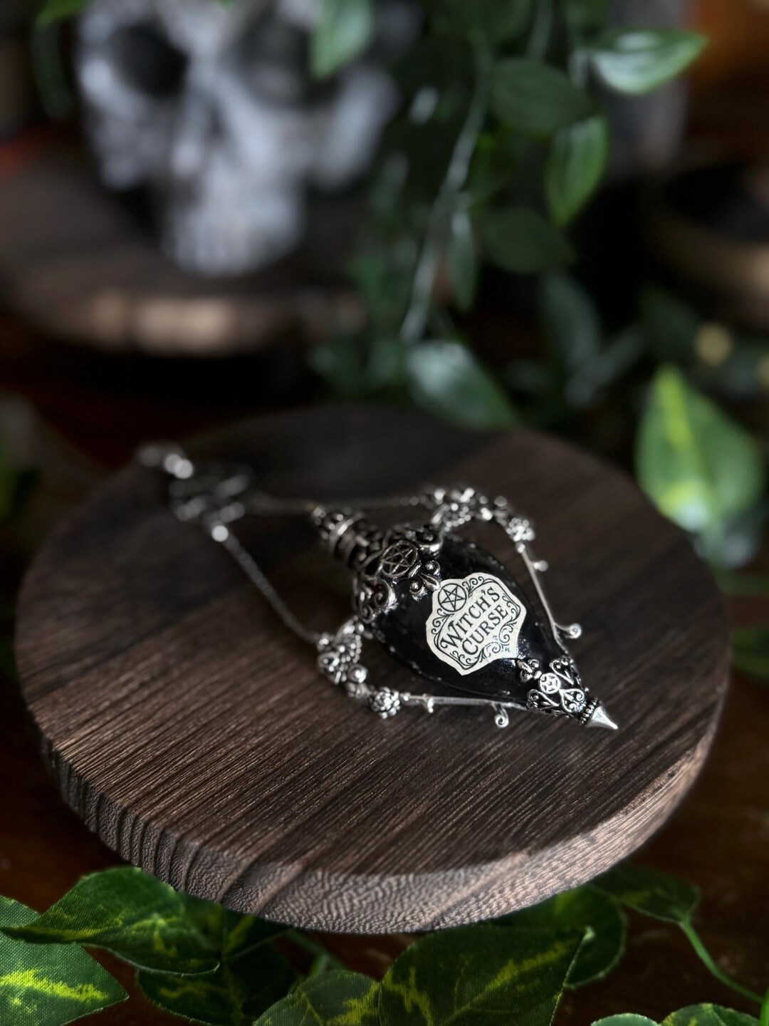 Witch's Curse Potion Vial Necklace: Gothic Silver Filigree Pendant - Etsy