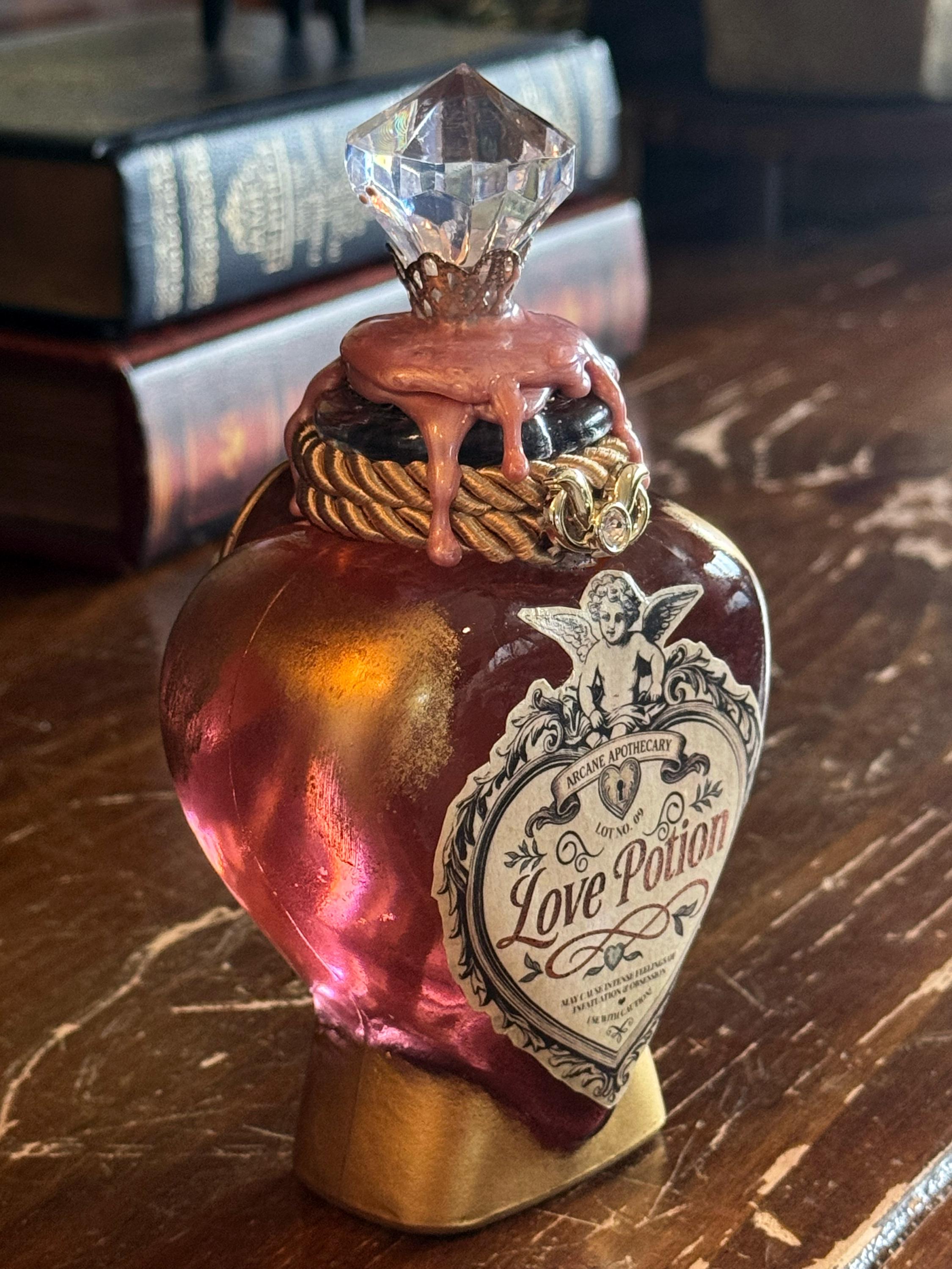 Love Potion: Decorative Heart Bottle, Rose Gold Elixir Cosplay Prop - Etsy