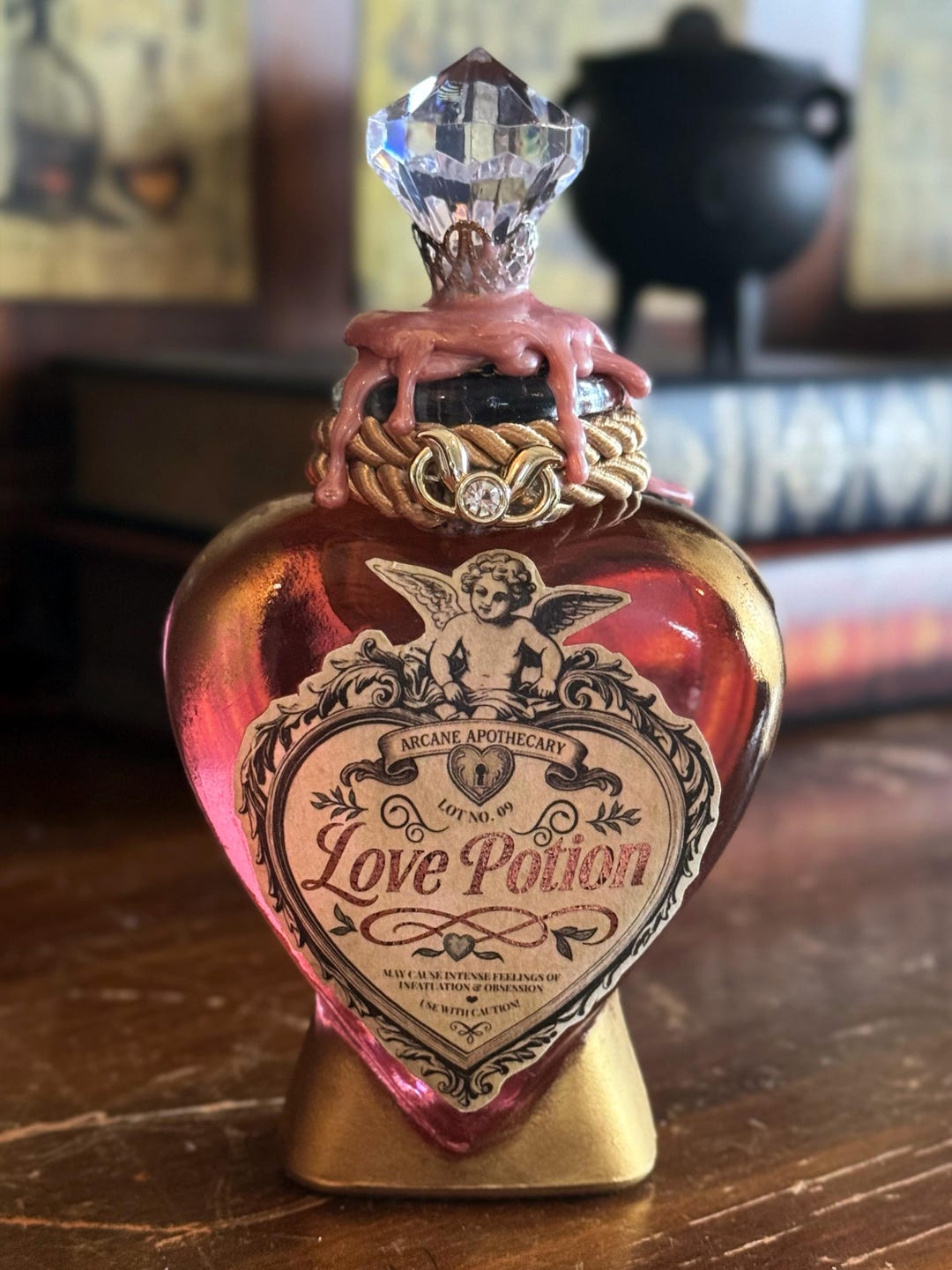 Love Potion: Decorative Heart Bottle, Rose Gold Elixir Cosplay Prop - Etsy