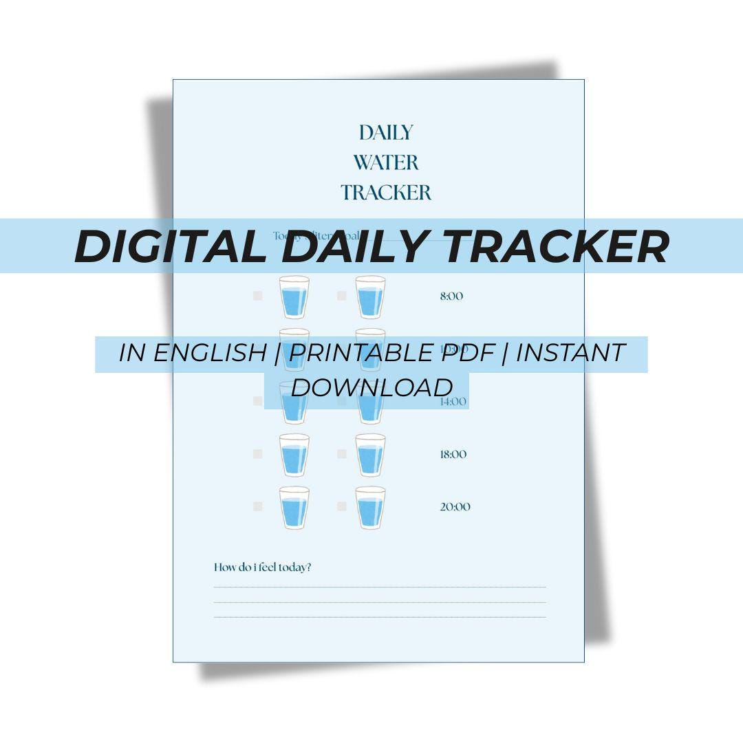 Daily Water Tracker | Printable Hydration Planner PDF | Wellness Habit ...