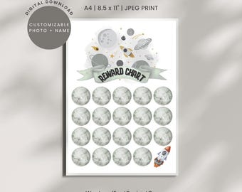 Space Theme Printable Reward Chart for Kids - Etsy