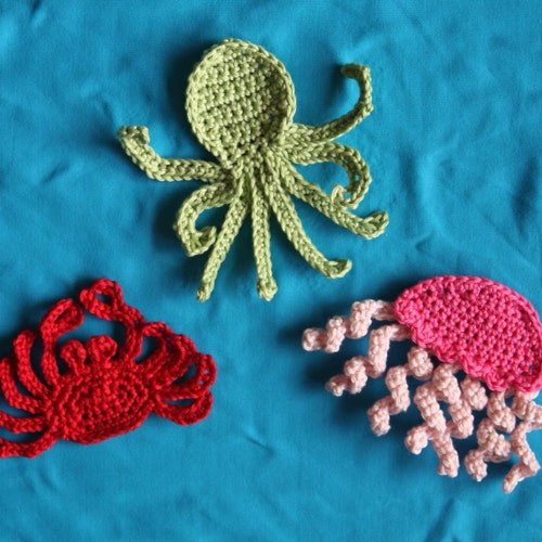 Sea Creatures Applique Pdf PATTERN Crab Octopus Jellyfish | Etsy