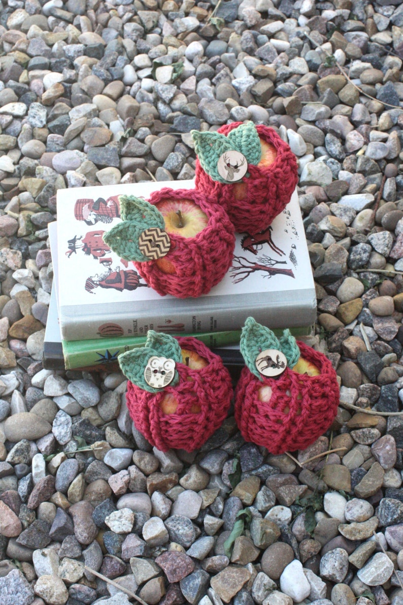 Ribbed Apple Cozy Pdf Pattern With Leaves Crochet Digital | Etsy