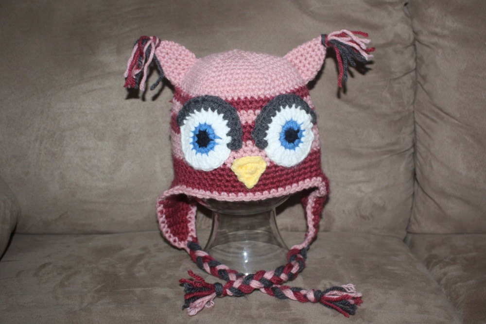Striped Owl Hat pdf PATTERN digital download crochet | Etsy