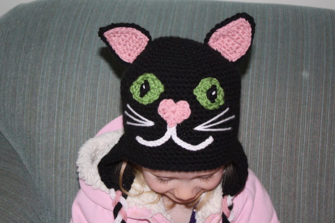 Kitty Cat Hat Pdf PATTERN, Size Newborn to Adult, Animal Hat Pattern to ...