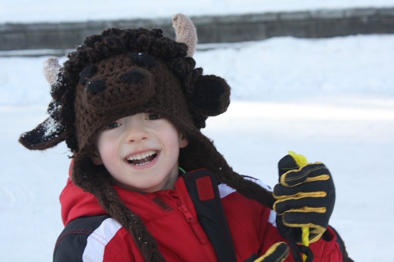 Buffalo Hat Pdf PATTERN, 1 Year to Adult, Bison Hat With Horns to ...