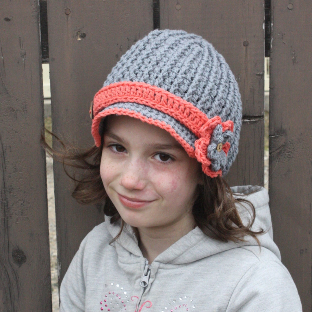Ribbed Newsboy Hat Pdf PATTERN, Newborn to Adult Sizes, With Flower, to ...