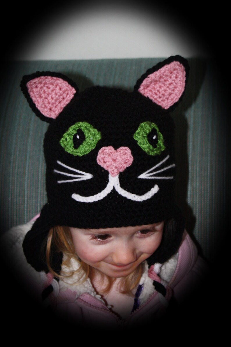 Kitty Cat Hat Pdf PATTERN, Size Newborn to Adult, Animal Hat Pattern to ...