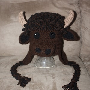 Buffalo Hat Pdf PATTERN, 1 Year to Adult, Bison Hat With Horns to ...