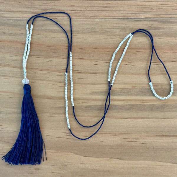 Navy Tassel Necklace - Etsy