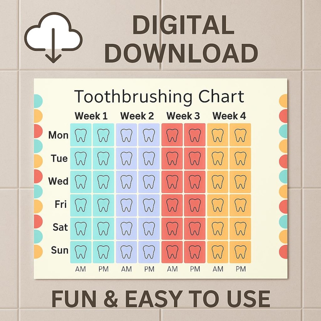 Tooth Brushing Chart | Kids' Hygiene Routine Chart | Instant Download ...