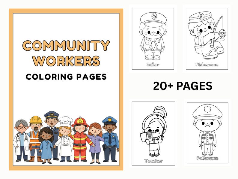 Community Helpers Coloring Pages for Kids | Jobs & Occupations Coloring ...