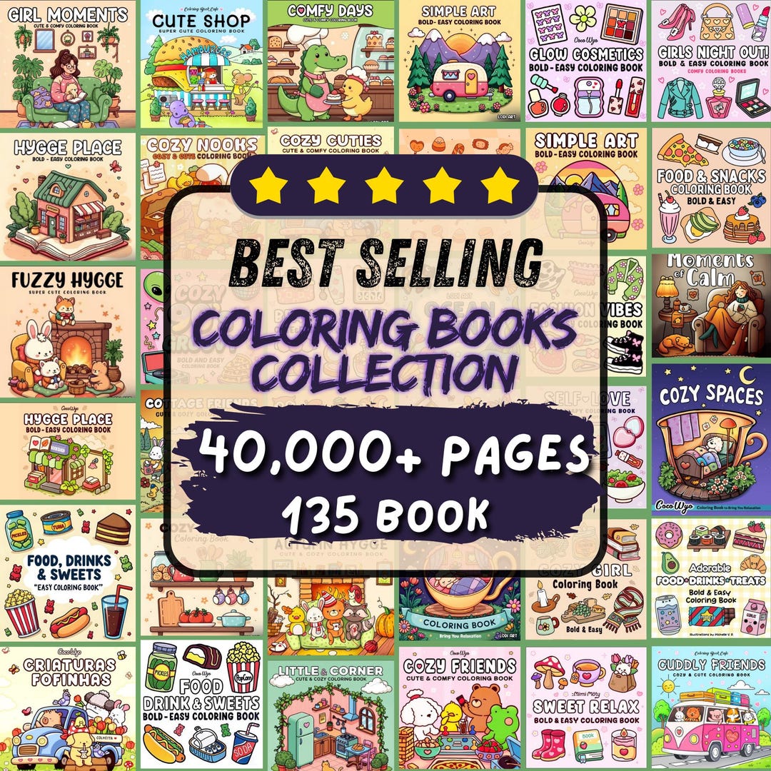 Cоlоring Pages Books Bundle, Printаblе Coloring Bооk Fоr Kids & Adults ...