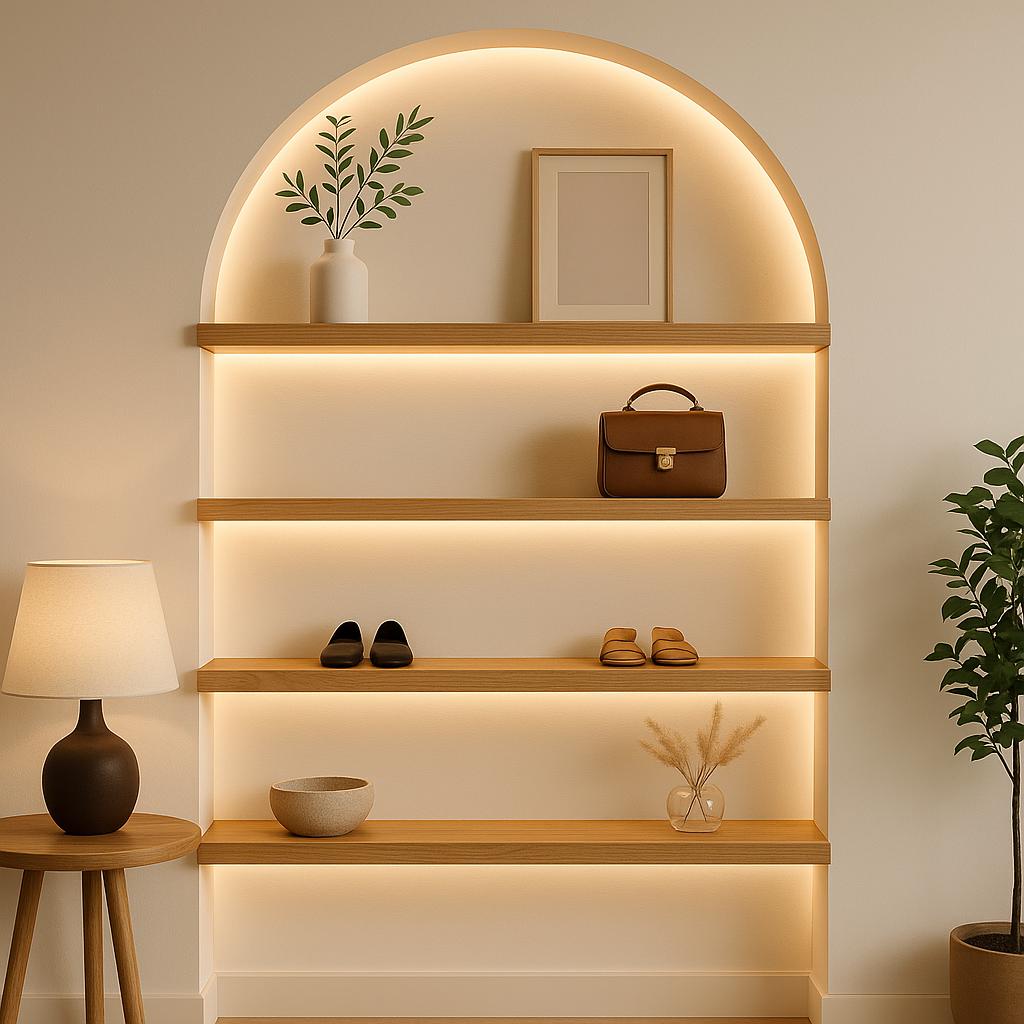 LED Floating Shelves – Lighted Wall Shelf in Walnut or Oak – Modern ...