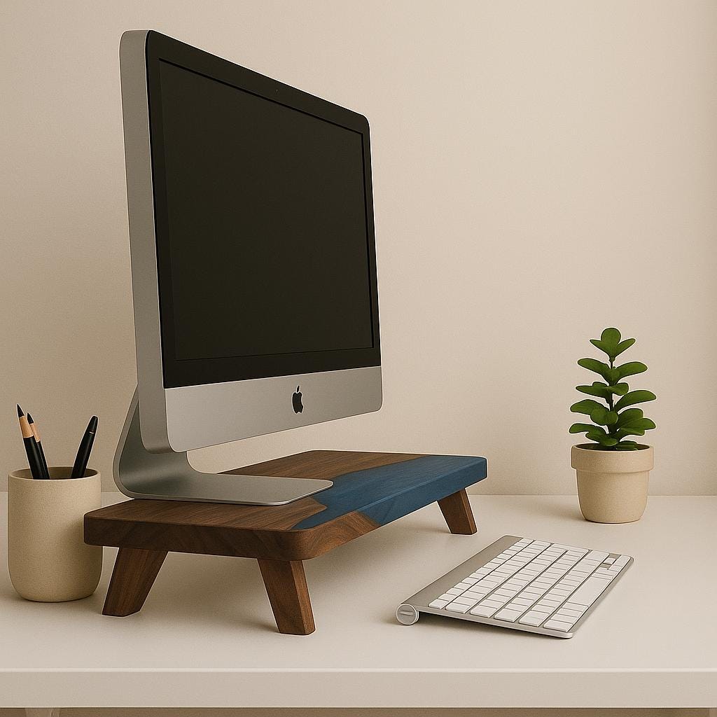 Epoxy River Monitor Stand - Epoxy Resin Monitor Riser, Solid Wood ...