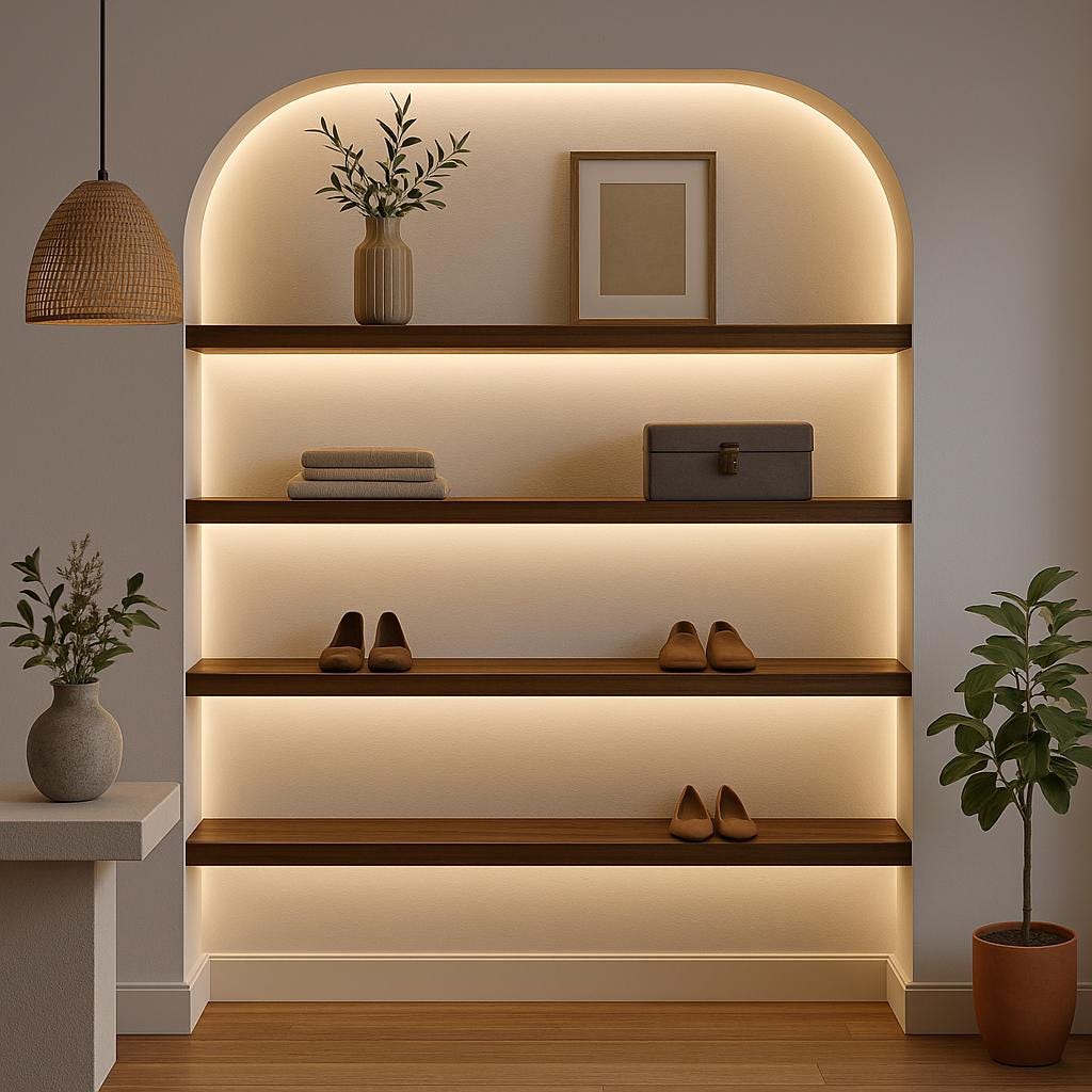 LED Floating Shelves – Lighted Wall Shelf in Walnut or Oak – Modern ...