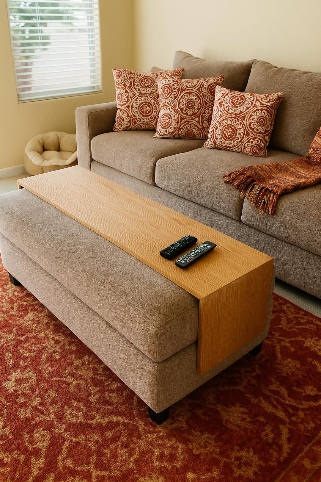 Oak Over Ottoman Table Top Tray | Sofa Tray for Drinks & Snacks ...