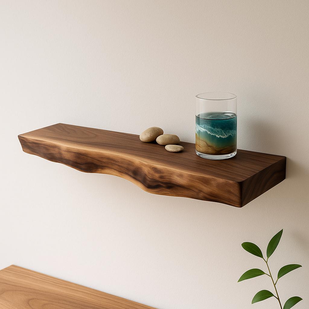 Walnut Floating Shelves, Custom Wood Shelves, Rustic Shelves, Bathroom ...