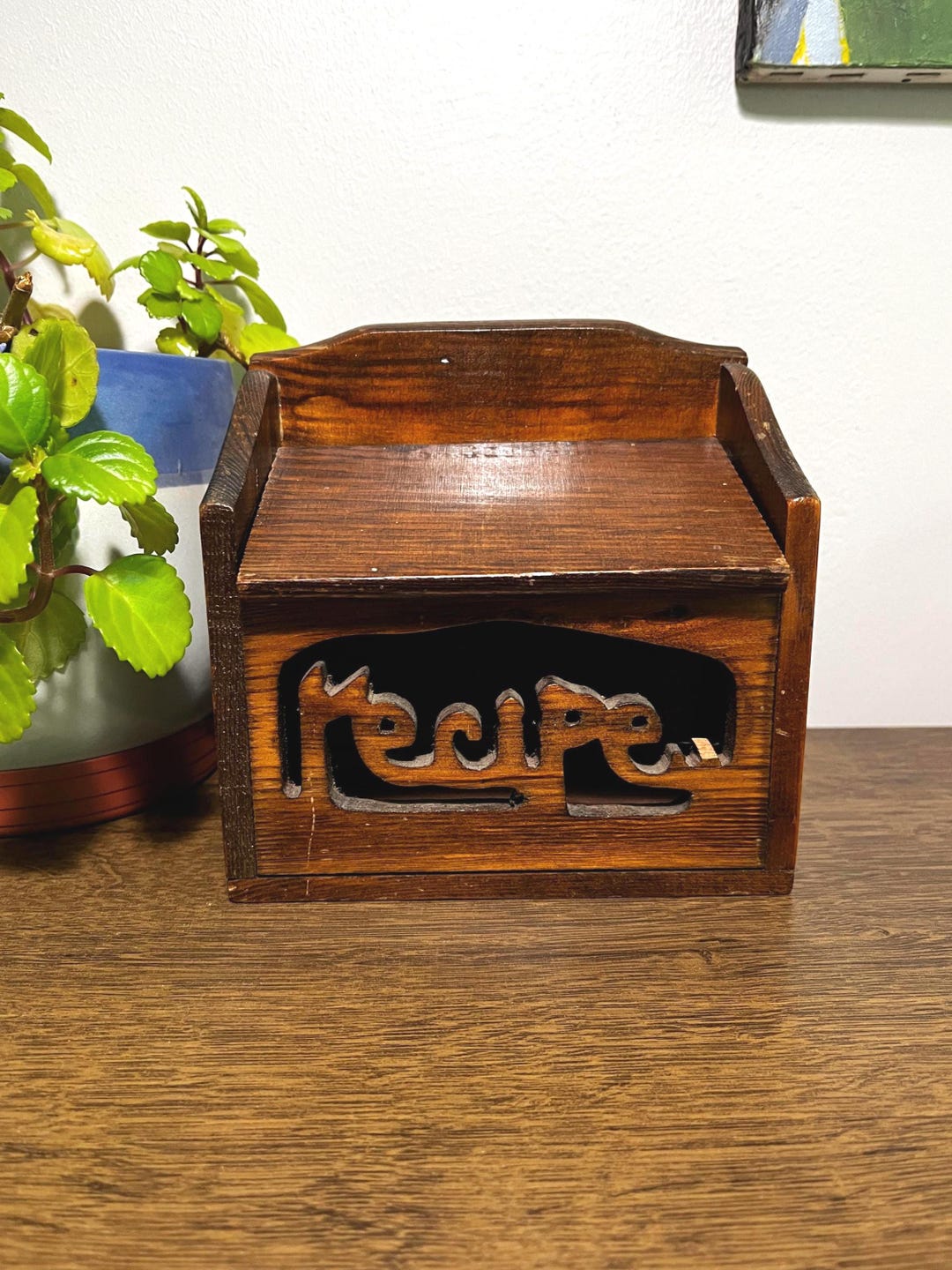 Vintage Sears Roebuck Wooden Recipe Box – 6" Tall Wood Organizer ...