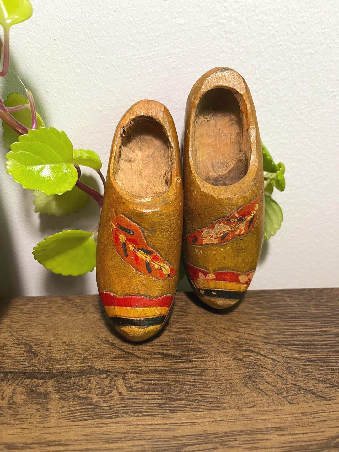 Vintage Wooden Miniature Clogs – Pair of 5" Hand-carved Dutch Style ...