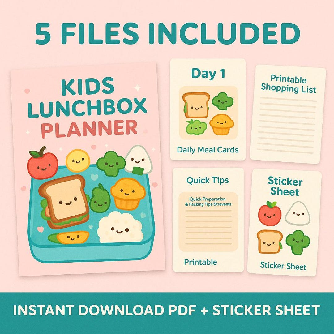 Kids Lunchbox Planner | 5-day Meal Plan for Kids | Bento Lunch Ideas ...