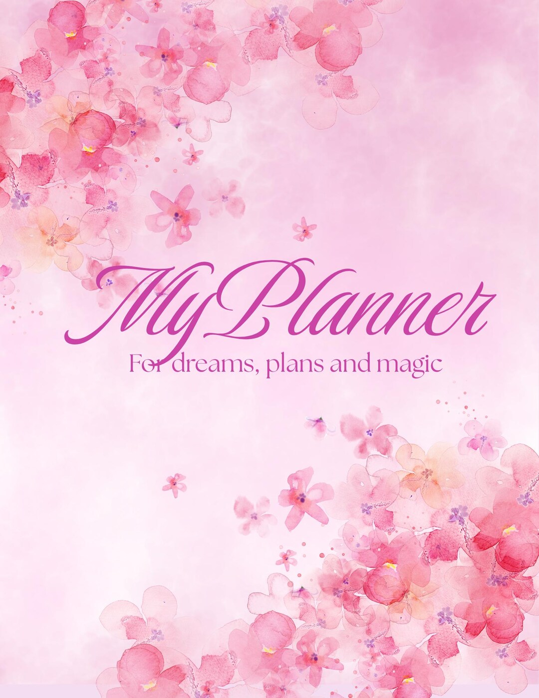 Magical Planner Cover Page | Printable PDF | Dreamy Pink Floral Design ...