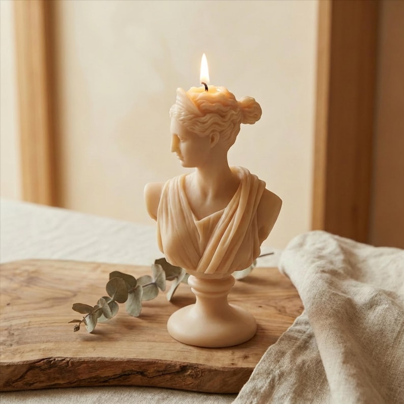 Artemis Bust Candle – Greek Statue Candle – Sculptural Bust Candle ...