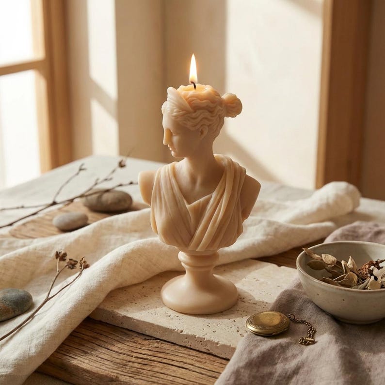 Artemis Bust Candle – Greek Statue Candle – Sculptural Bust Candle ...