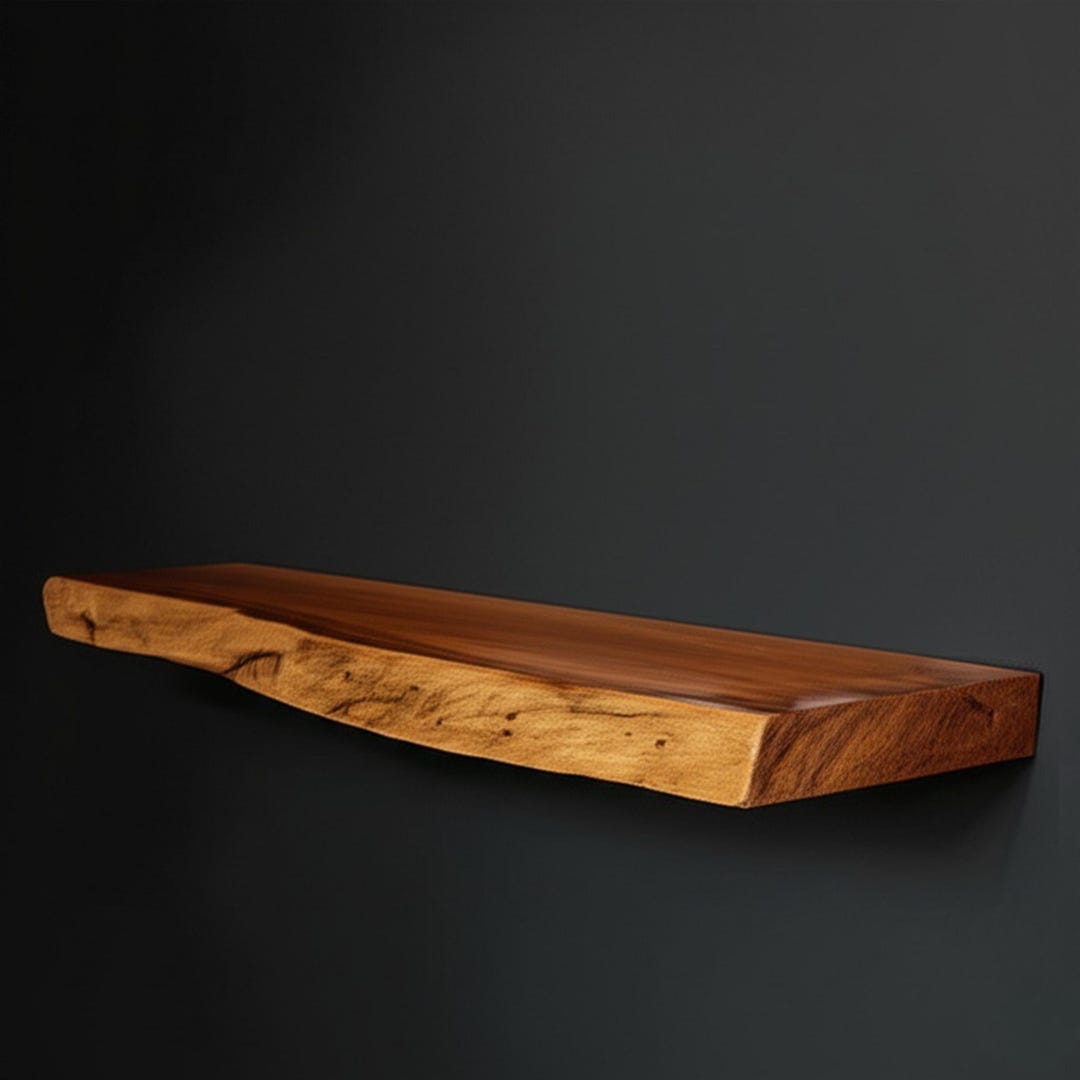 Floating Shelves - Natural Wood Shelf - Living Room Decor - Bracketless ...